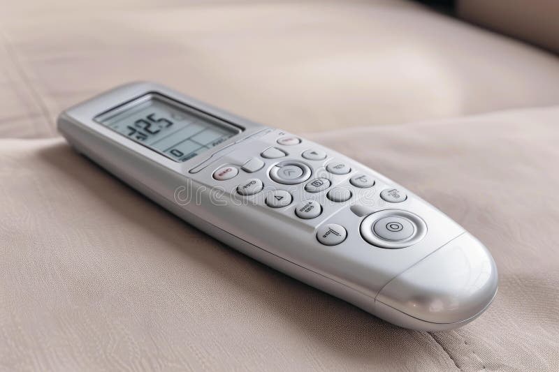 Modern Remote Control Laying on Beige Sofa Stock Illustration ...