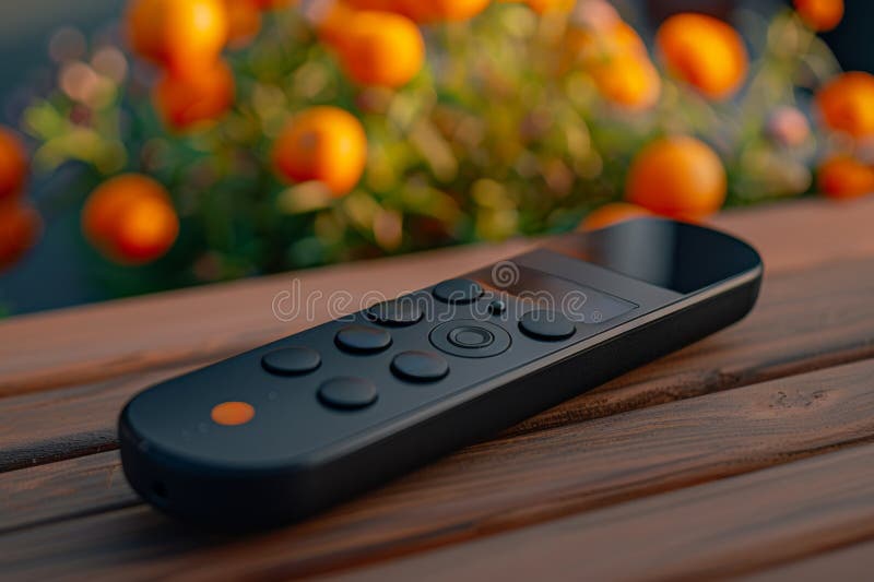 Modern Remote Control with Plastic Body and Buttons, Blurred Background ...