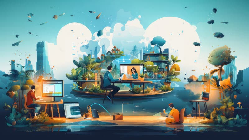 Modern Remote Work Concept: Business People Engaging in Virtual ...