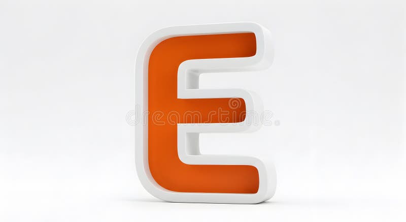 Modern Rendering of Letter E with Bold Orange Fill and White Outline ...