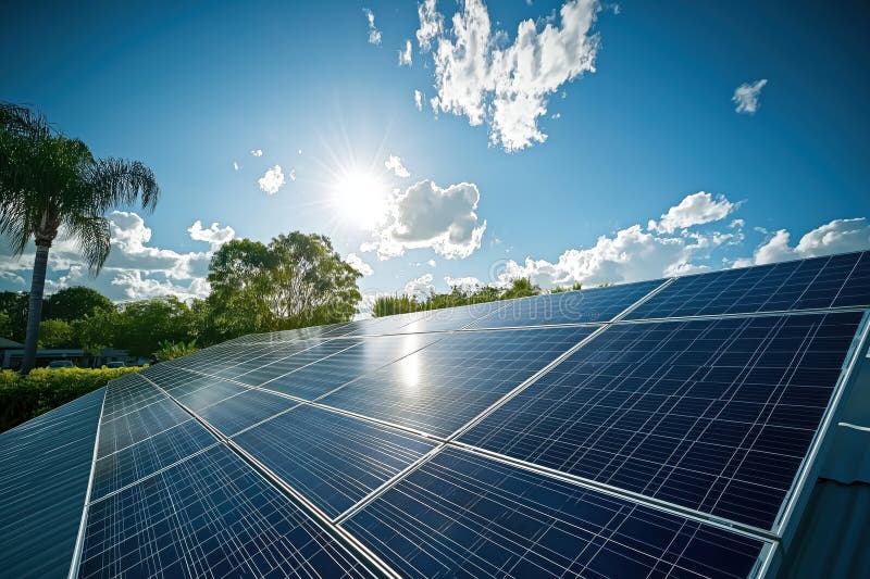 Sleek Solar Panels and Energy Storage System Beneath a Clear Blue Sky ...