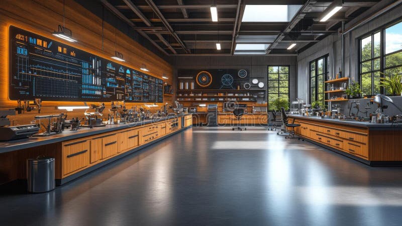 Modern Research Lab Interior Design Stock Image - Image of lighting ...