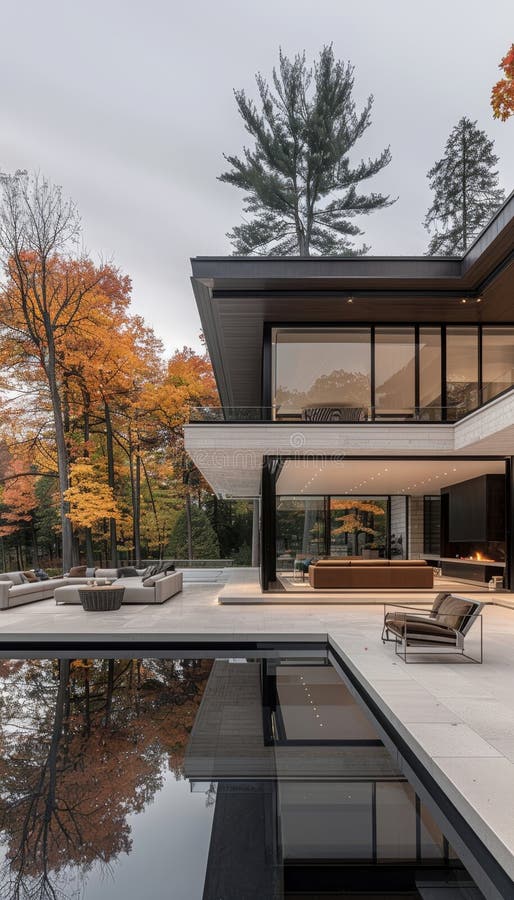 Modern Residence with White Walls, Timber Cladding, and Large Windows ...