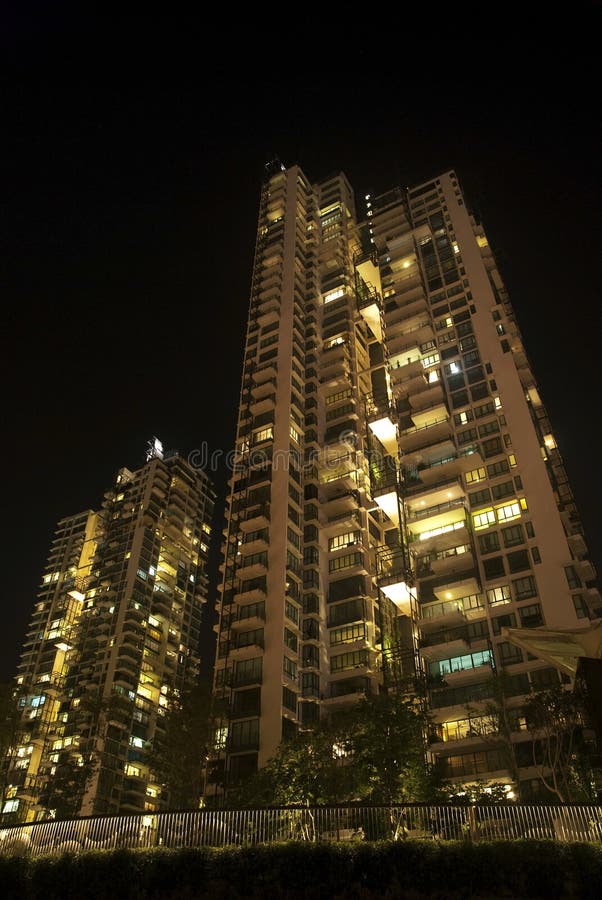 Modern Residences at Night stock image. Image of night - 11543645