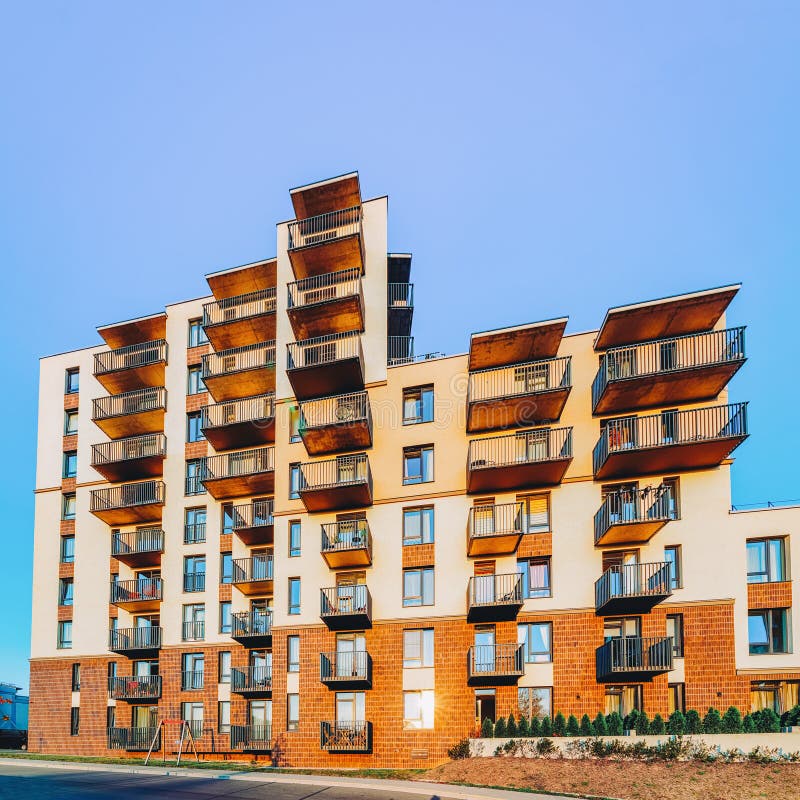 Modern Residential Apartment House Complex with Outdoor Facilities ...