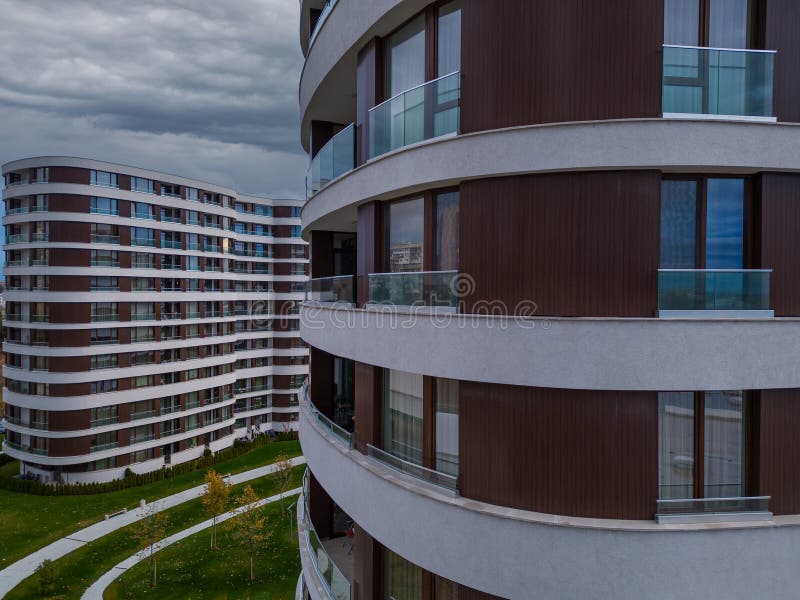 Modern Residential Building Background Drone View Stock Photo - Image ...