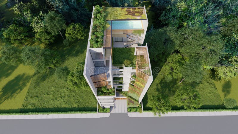 Modern Residential Building 3d Modeling and Rendering Stock Photo ...