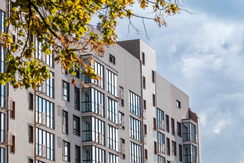 Modern Residential Building Facade Architecture Stock Image - Image of ...
