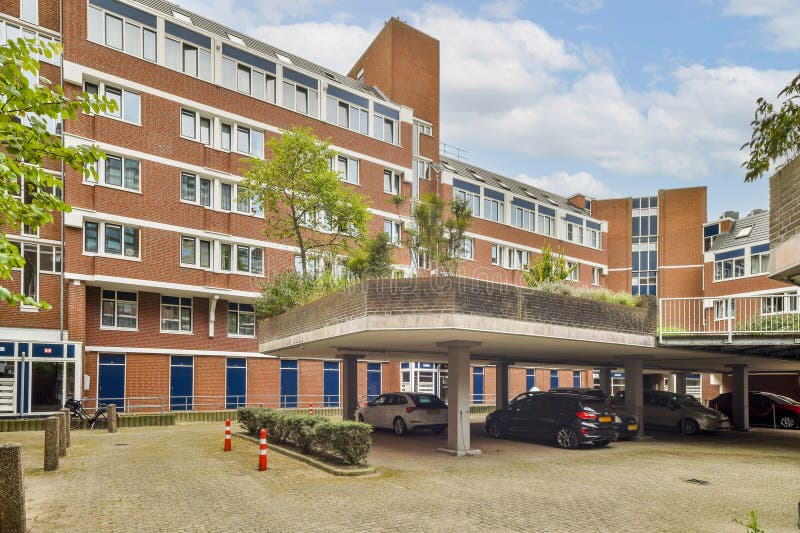 Modern Residential Building with Parking Area Stock Photo - Image of ...