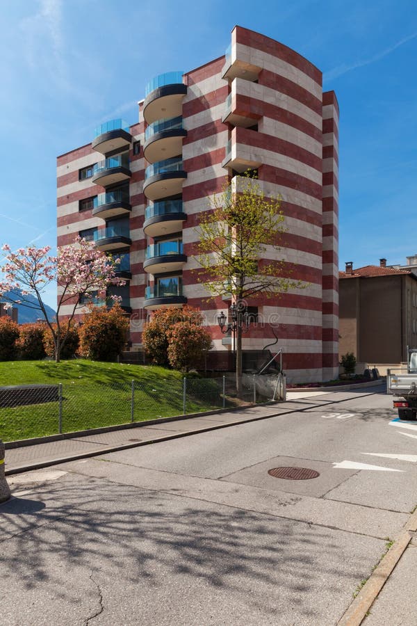 Modern Residential Building Seen from the Outside Stock Image - Image ...