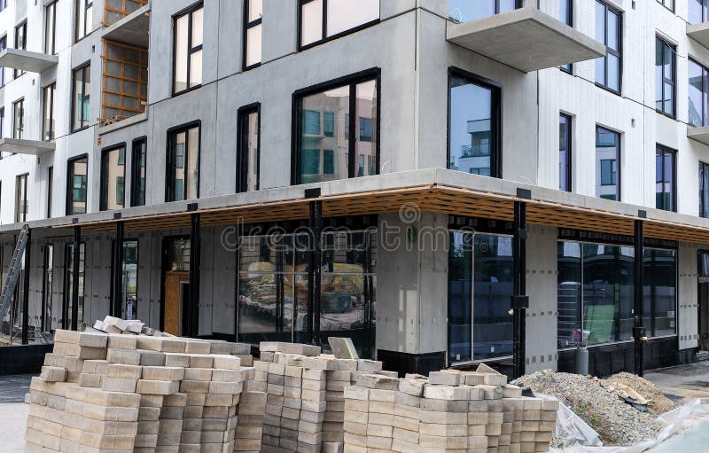 Modern Residential Building Under Construction Stock Image - Image of ...