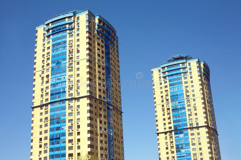 Modern Residential Buildings Over Blue Cloudless Sky Stock Image ...