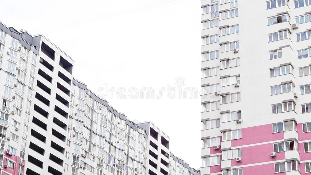 Modern Residential Complexes with Bright Facades and Clean Design Stock ...