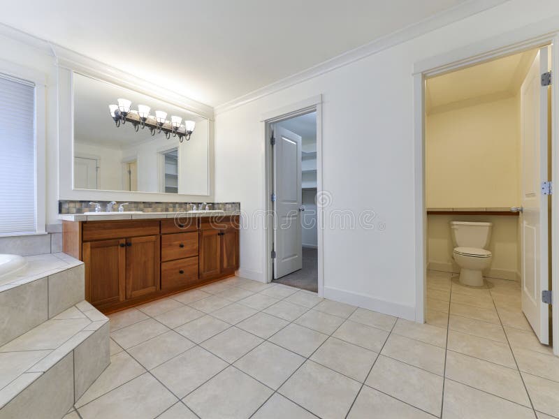 Modern Residential Empty Bathroom Interior Stock Photo - Image of ...