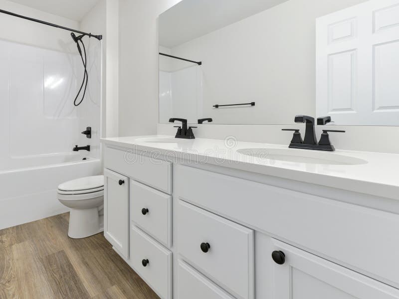 Modern Residential Empty Bathroom Interior Stock Image - Image of ...