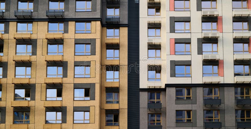 Modern Residential High-rise Building with Balconies and Air ...