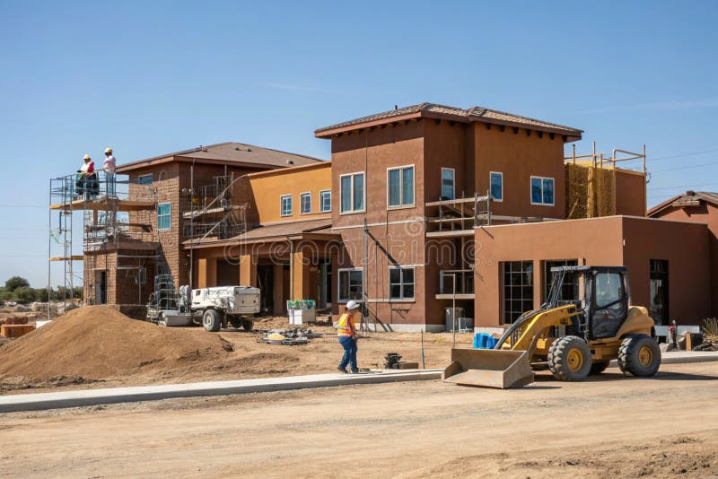 Modern Residential Home Construction Site Stock Illustration ...