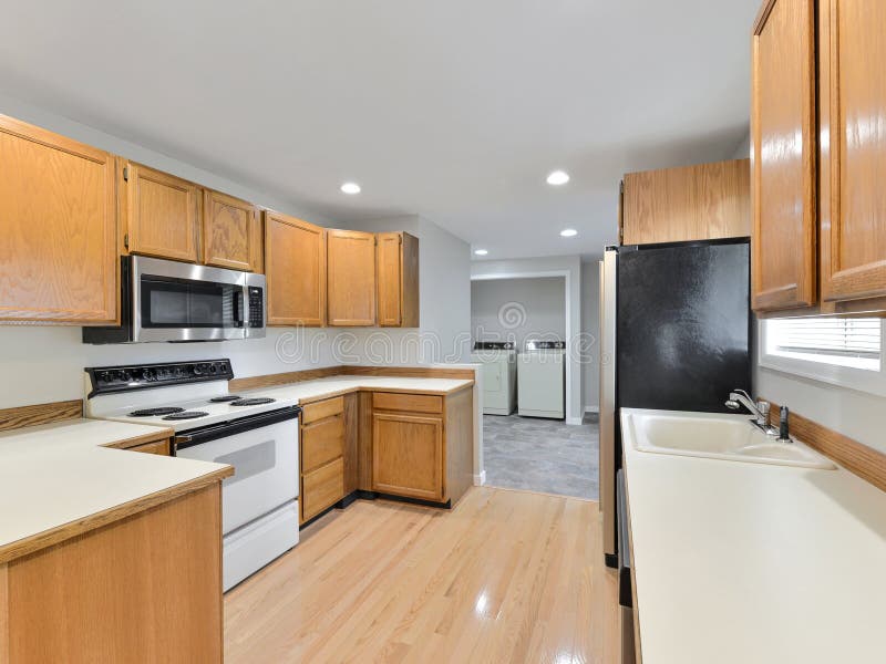Modern Residential Kitchen Interior Stock Photo - Image of room ...