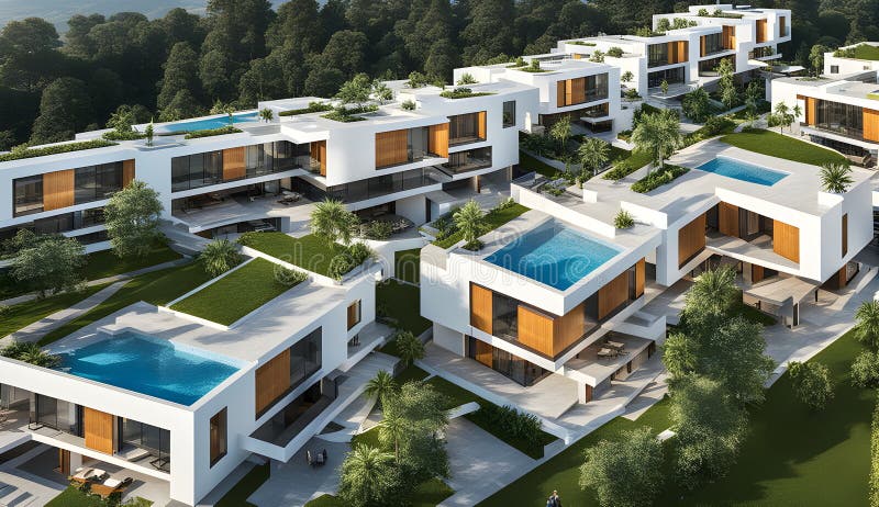 Modern Residential Private Houses Complex Stock Illustration ...