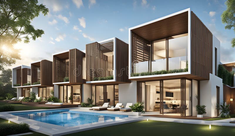 Modern Residential Private Houses Complex Stock Illustration ...