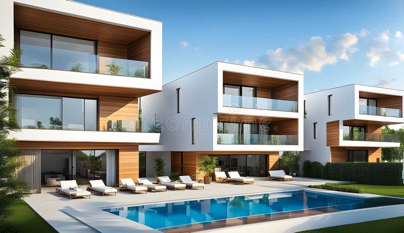 Modern Residential Private Houses Complex Stock Illustration ...