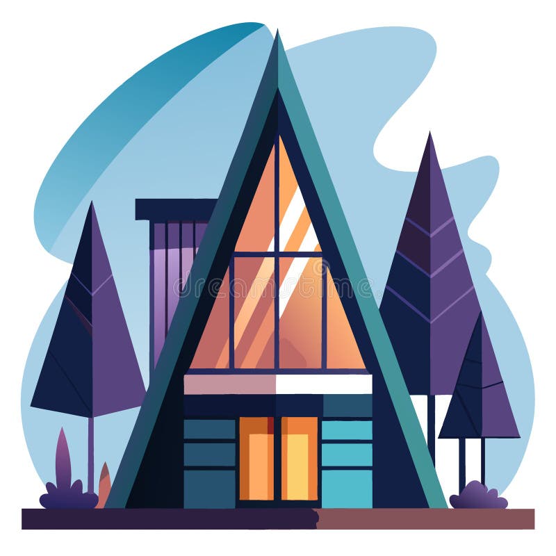 Modern Residential Suburban Building a-frame Architecture. a Luminous ...