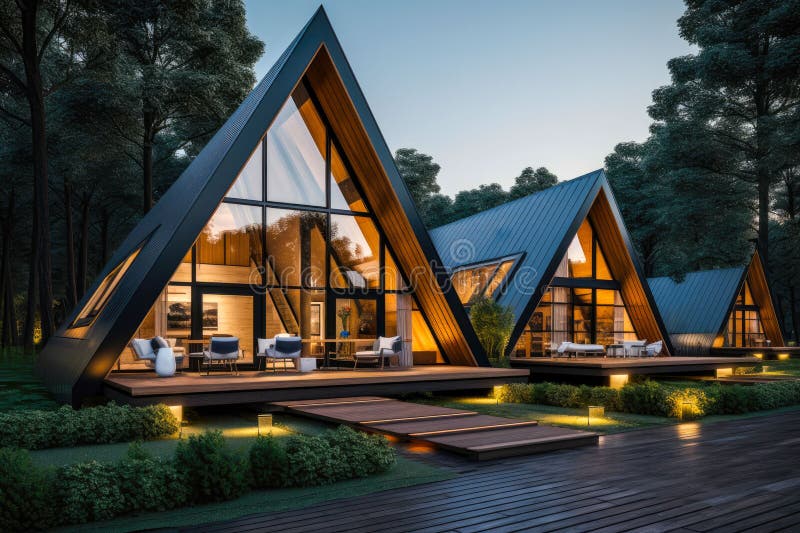 Modern Residential Suburban Building a-frame Architecture, a Luminous ...