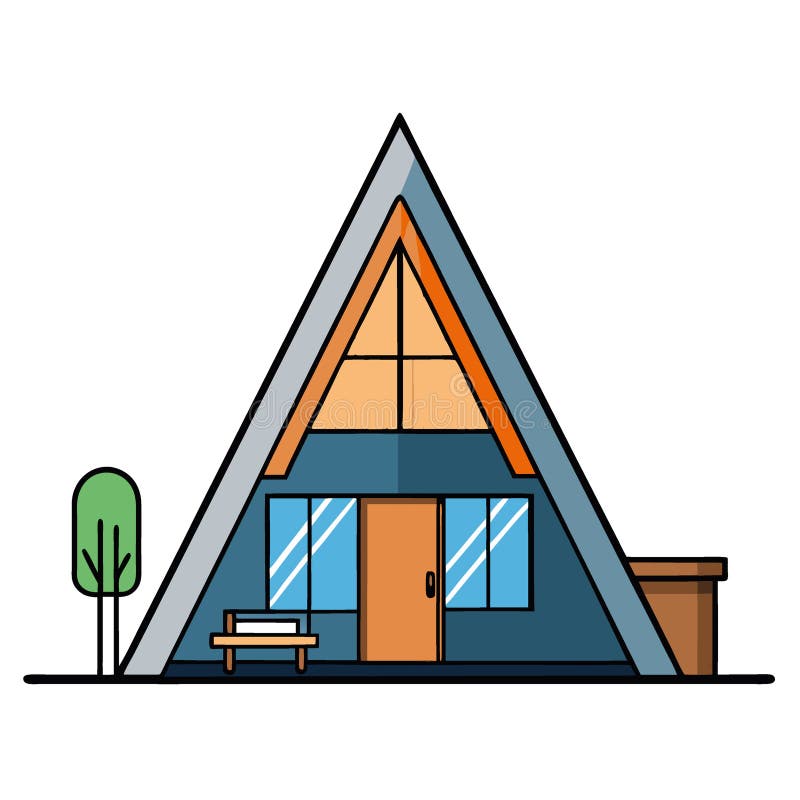 Modern Residential Suburban Building a-frame Architecture. a Luminous ...