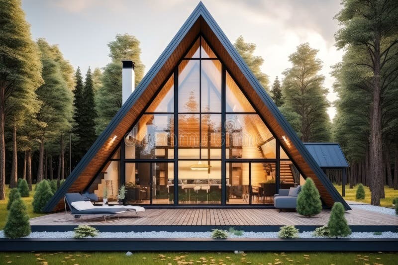 Modern Residential Suburban Building a-frame Architecture, a Luminous ...