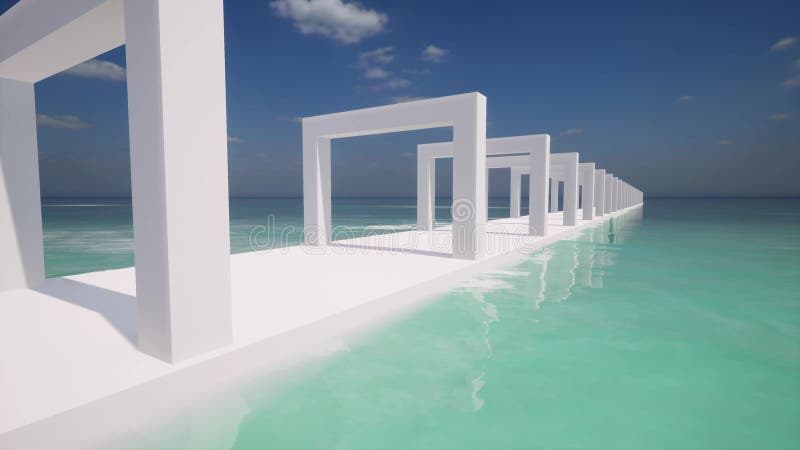 Modern Resort Minimalist Architecture on the Ocean 3d Stock ...