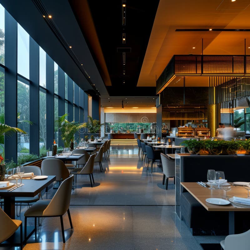A Modern Restaurant Interior that Captivates the Senses, Enhancing the ...