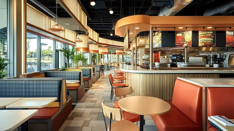 Modern Restaurant Interior Design Booths Counter Seating Stock Photos ...