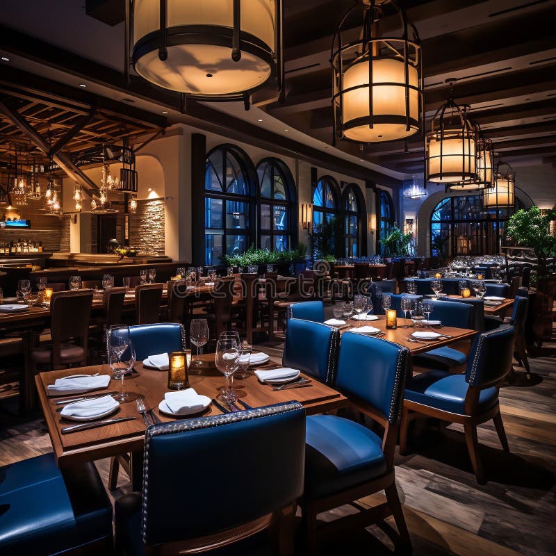 Modern Restaurant Interior with a Soothing Atmosphere. AI-generated ...
