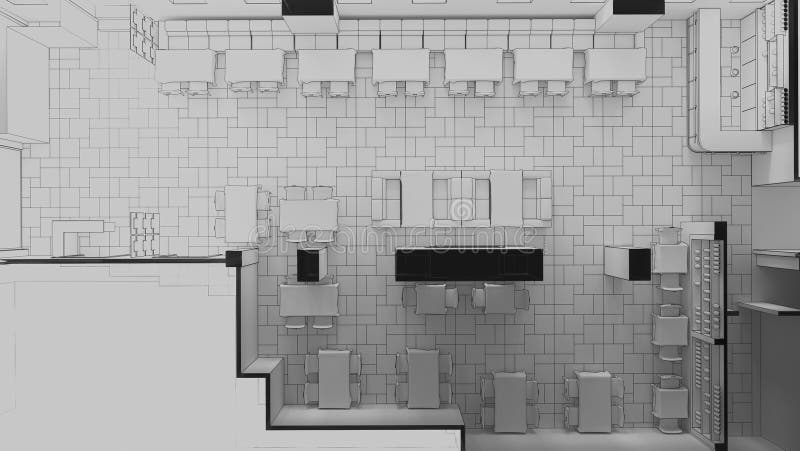 Restaurant, Interior Visualization, 3D Illustration Stock Illustration ...