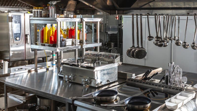 Modern Restaurant Kitchen with Professional Equipment. Concept of ...