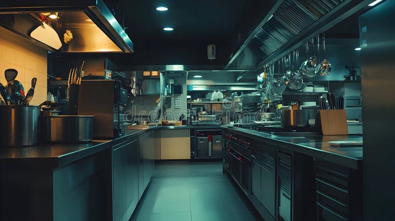 Modern Restaurant Kitchen Setup with Cooking Tools, Utensils, and ...