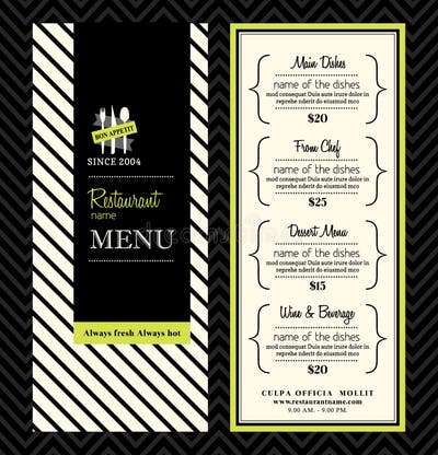 Modern Restaurant Menu Design Template Layout Stock Vector ...