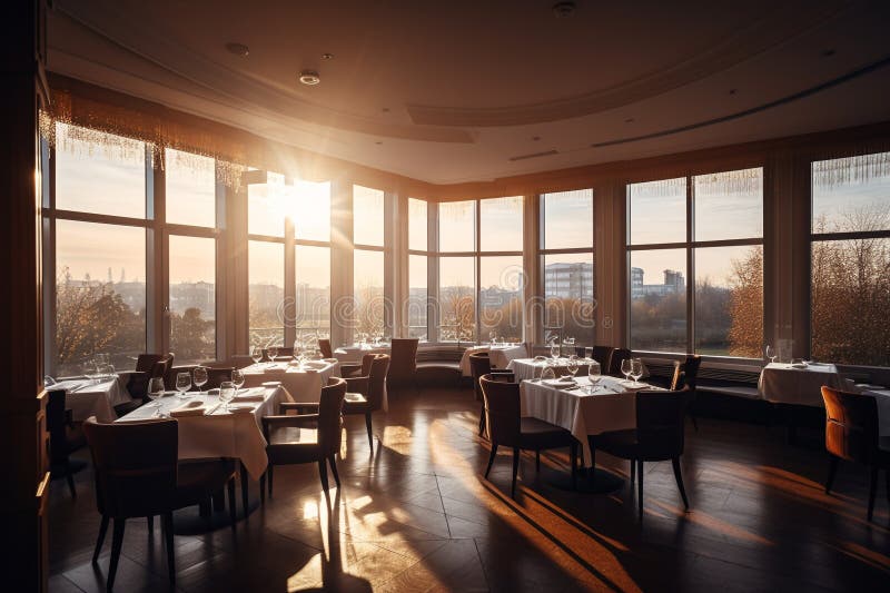 Restaurant with a Panoramic View of the City. AI Generated Stock ...
