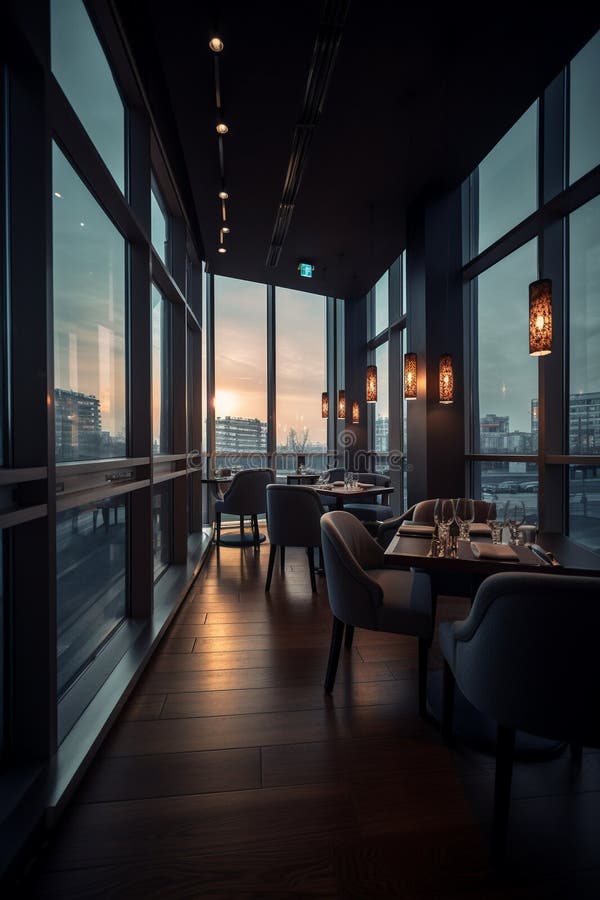 Restaurant with a Panoramic View of the City. AI Generated Stock ...