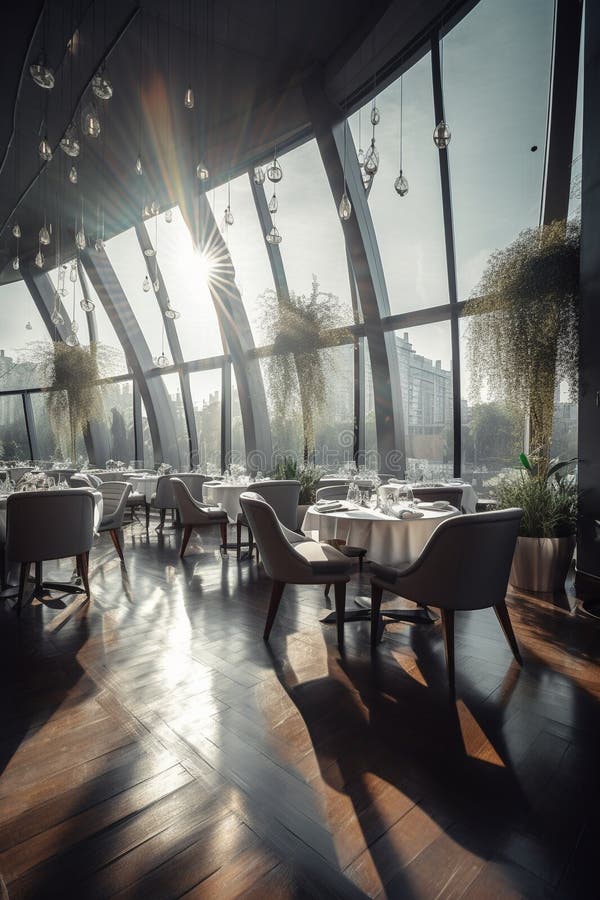 Restaurant with a Panoramic View of the City. AI Generated Stock ...