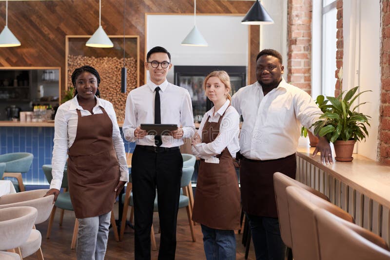 Modern Restaurant Staff Group Portrait Stock Image - Image of digital ...