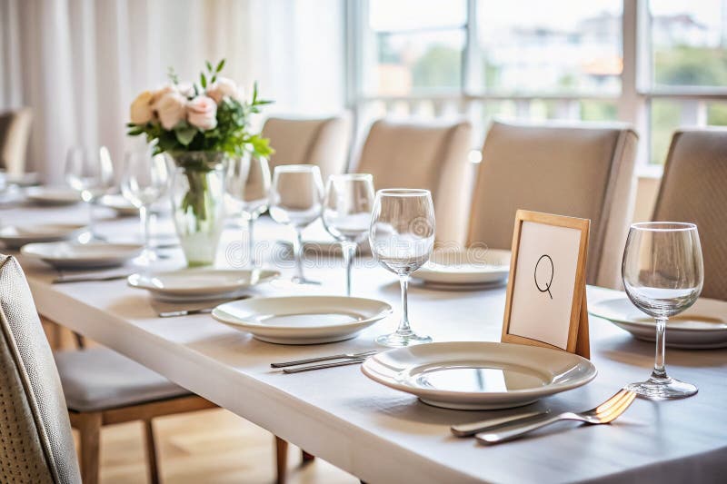 Modern Restaurant Table Reservation Sign Empty Setting Clean Lines and ...