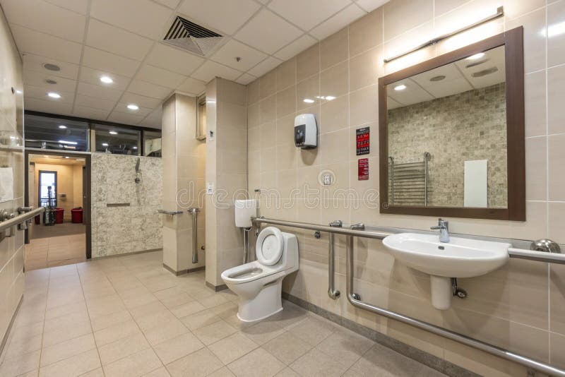 Public Disabled Toilet in a Large Building Stock Illustration ...