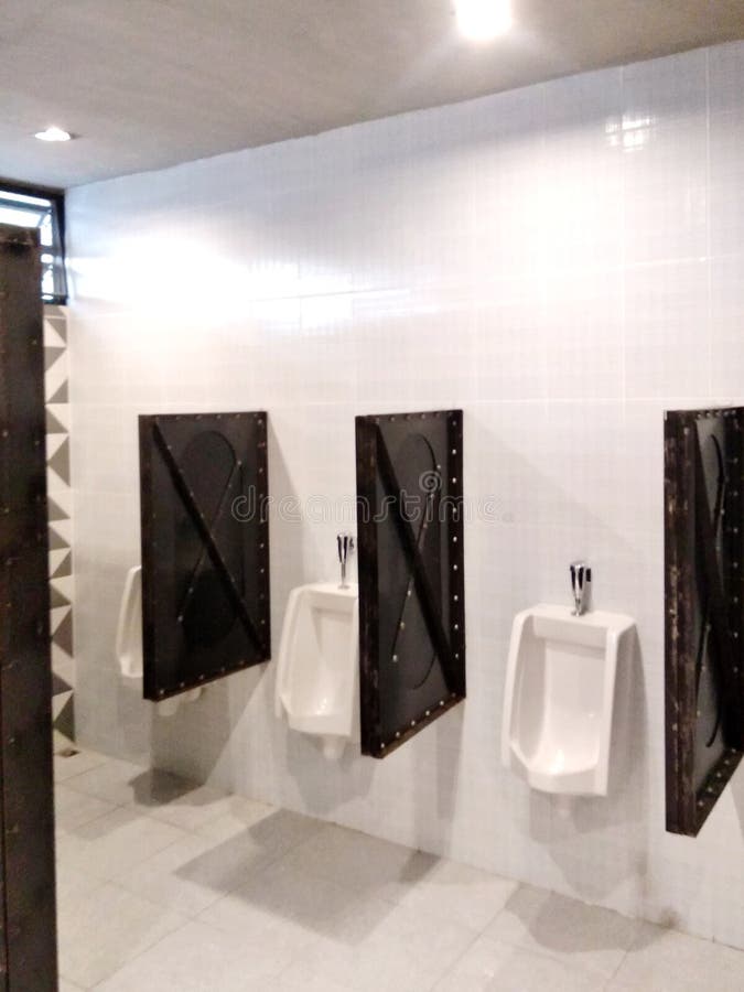 Modern Restroom Interior Decoration with Metal Panel Stock Image ...