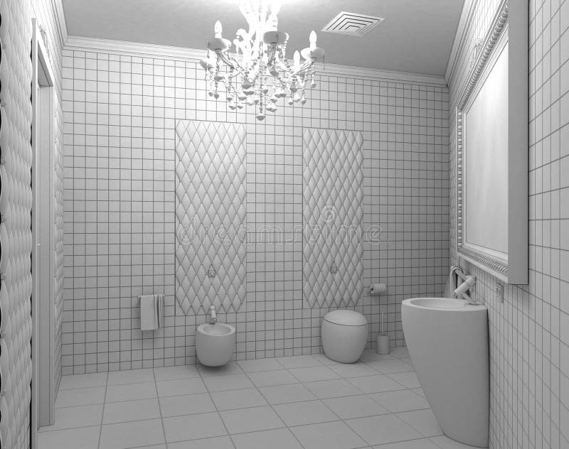 Restroom, Interior Visualization, 3D Illustration Stock Illustration ...