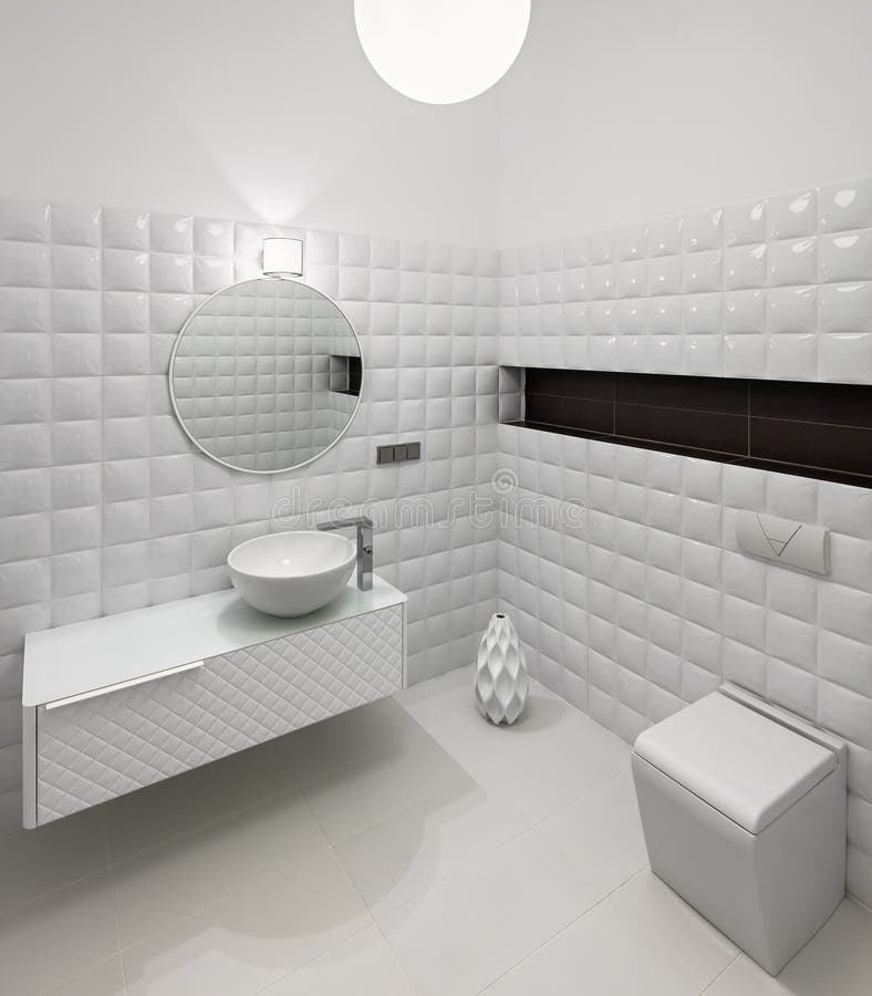 Modern restroom interior stock image. Image of texture - 54429817