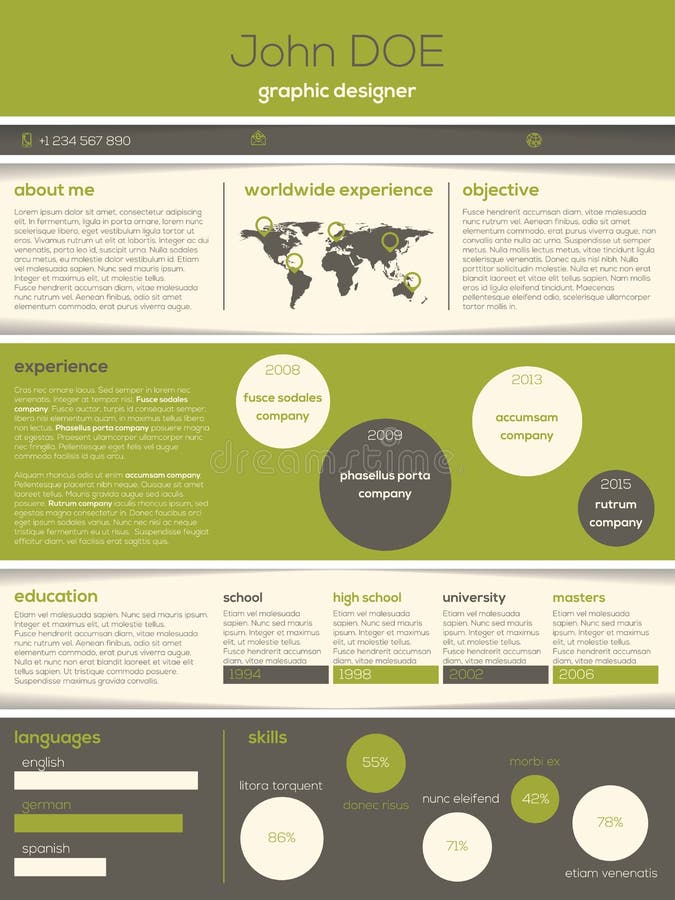 Modern Resume Cv with Cool Graphics and Texts Stock Vector ...