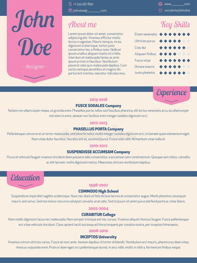 Modern Resume Cv Template with Bubble Graphic Elements Stock Vector ...