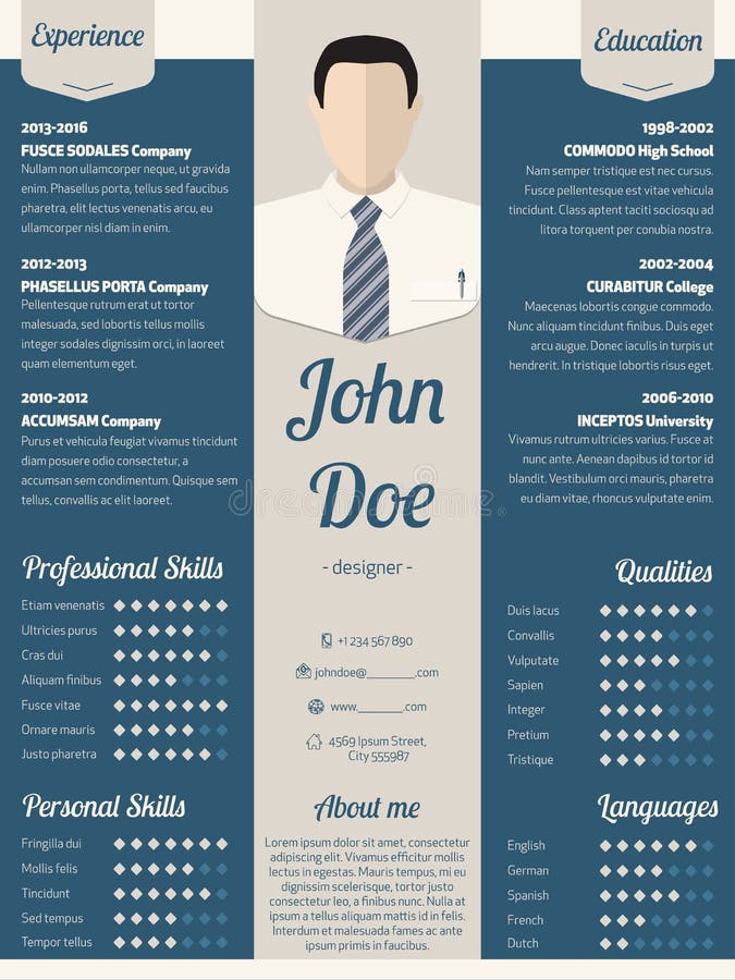 Modern Cv Resume Template Design Stock Illustration - Illustration of ...