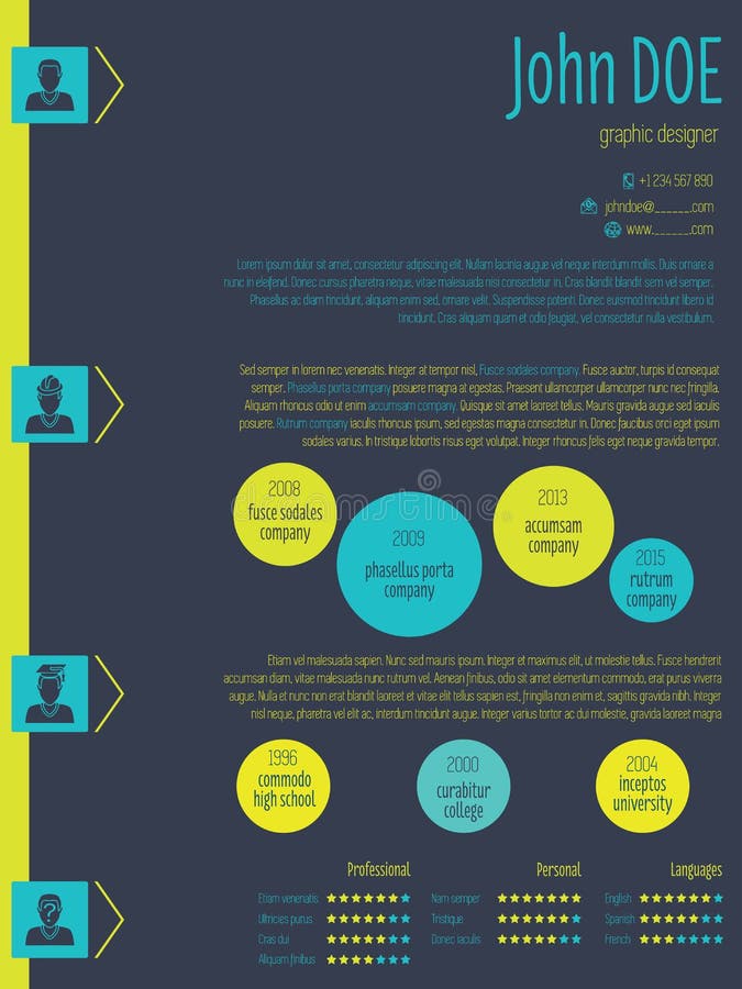Modern Resume Cv Template with Vivid Colors Stock Vector - Illustration ...